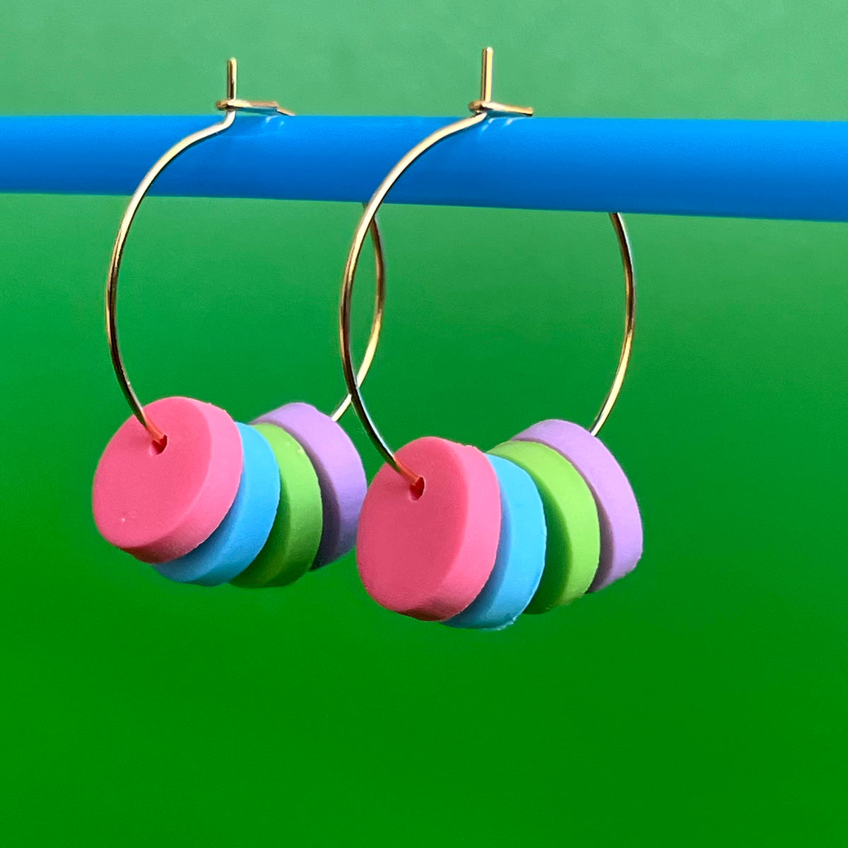 PASTEL MULTI DISC HOOPS – Popty Creations
